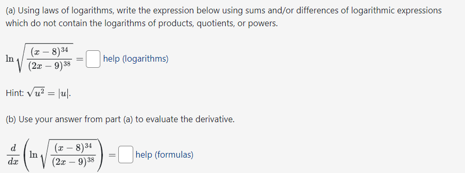 Solved (a) ﻿Using laws of logarithms, write the expression | Chegg.com