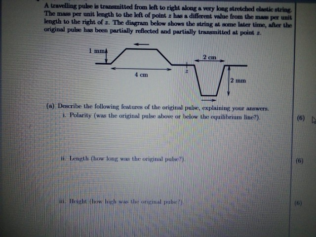 Solved A travelling pulse is transmitted from left to right | Chegg.com