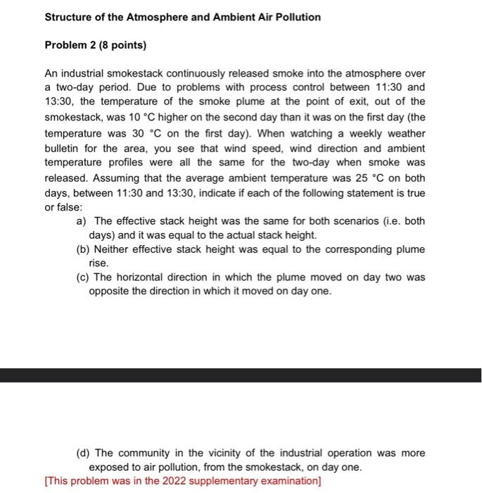 Solved Structure of the Atmosphere and Ambient Air Pollution | Chegg.com