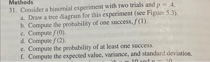 Solved Methods 31. Consider a binomial experiment with two | Chegg.com