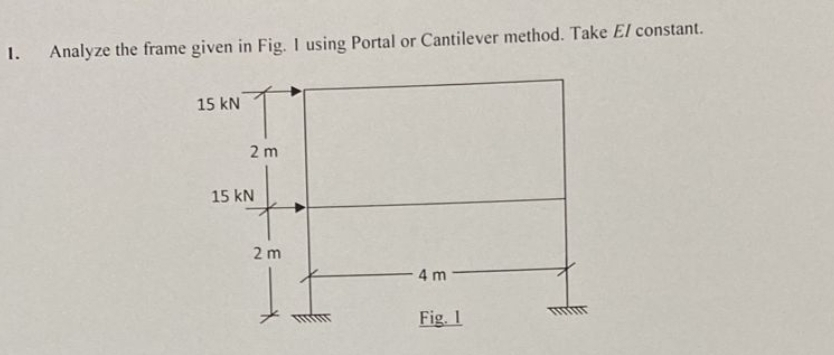 Analyze the frame given in Fig. I using Portal or | Chegg.com Analyze the frame given in Fig. I using Portal or | Chegg.com