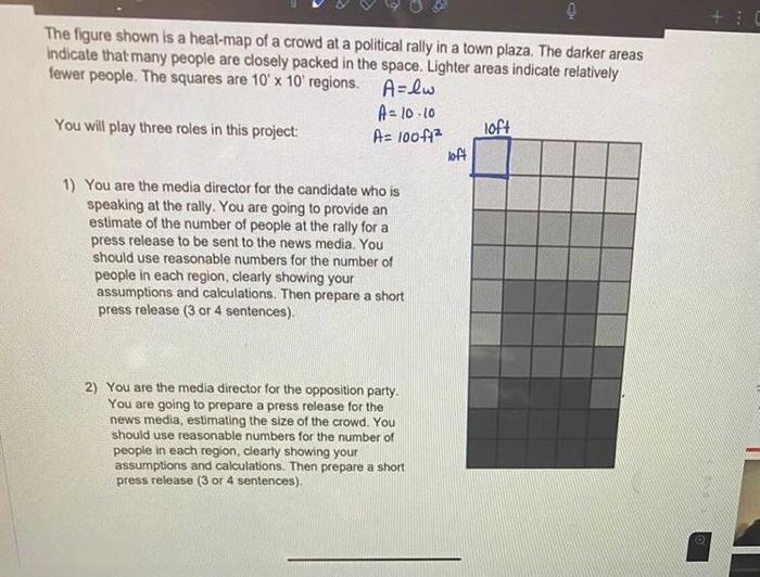 Solved The figure shown is a heat-map of a crowd at a | Chegg.com