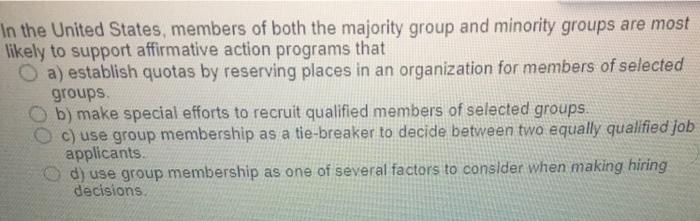 Solved In the United States, members of both the majority | Chegg.com