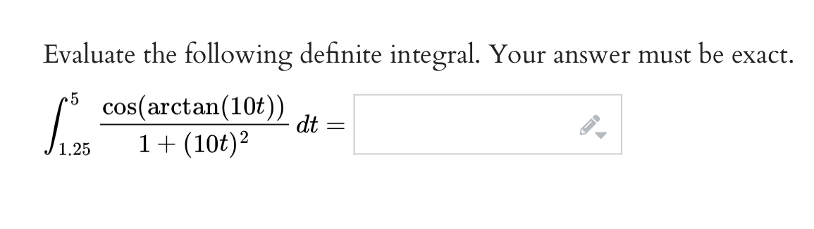 Solved Evaluate the following definite integral. Your answer | Chegg.com