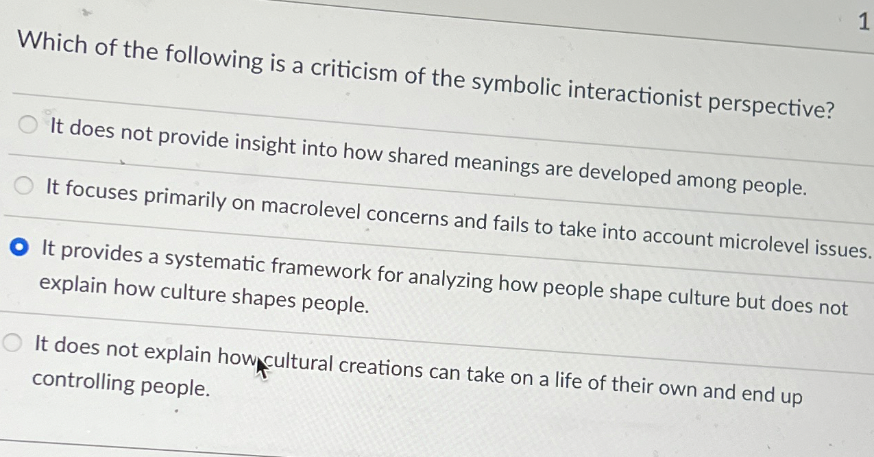 Solved 1Which of the following is a criticism of the | Chegg.com