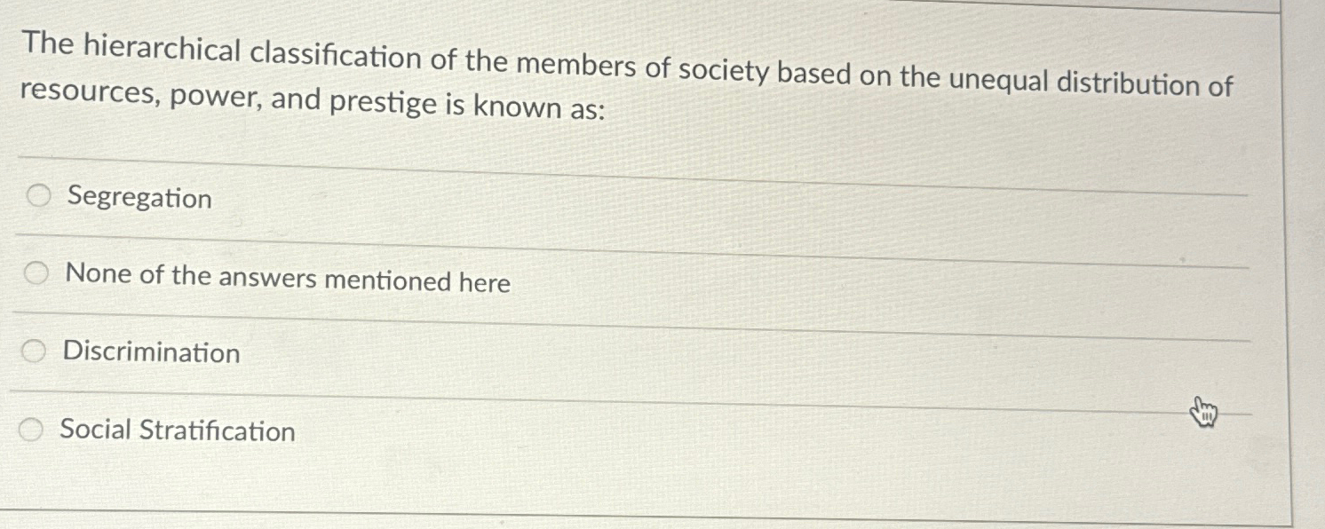 Solved The hierarchical classification of the members of | Chegg.com