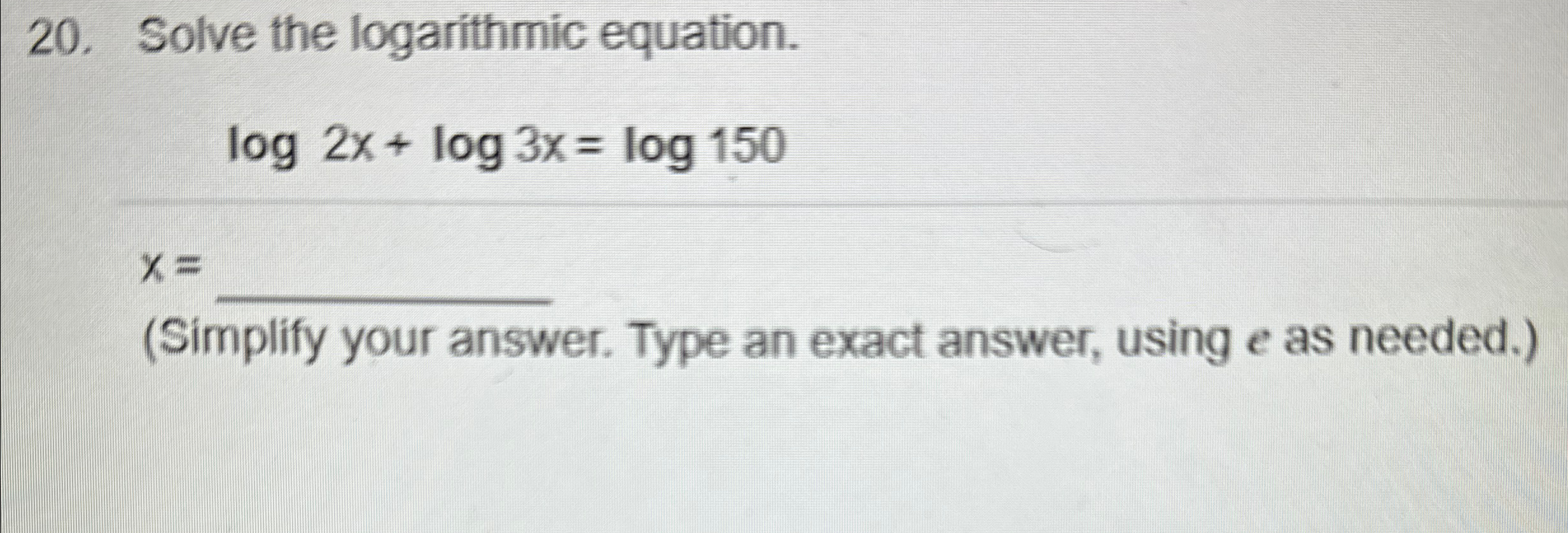 Solved Solve the logarithmic | Chegg.com