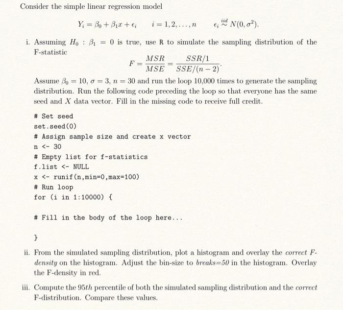 Consider the simple linear regression model | Chegg.com