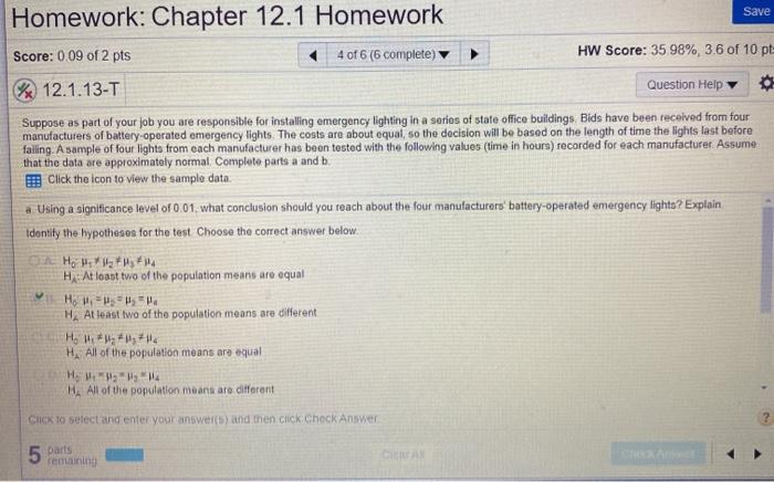 Solved Homework: Chapter 12.1 Homework Save Score: 0.09 of 2 | Chegg.com