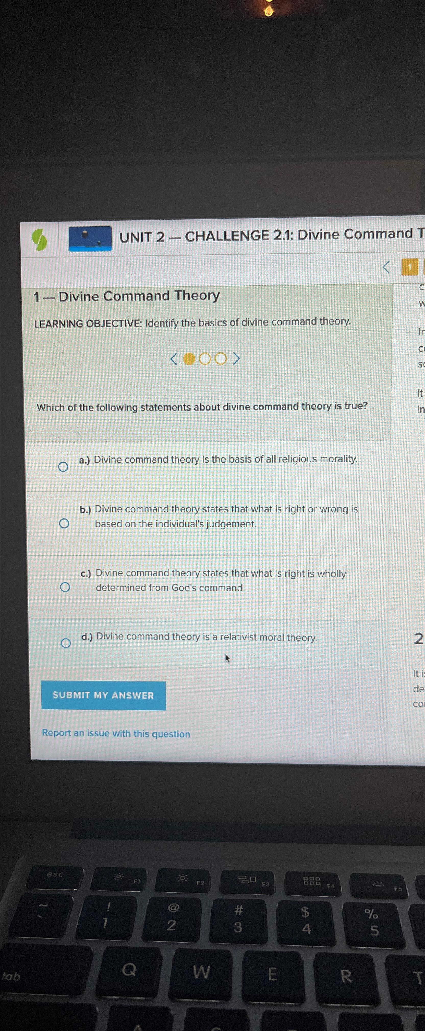 Solved UNIT 2 - CHALLENGE 2.1: Divine Command T1 - Divine | Chegg.com Solved UNIT 2 - CHALLENGE 2.1: Divine Command T1 - Divine | Chegg.com