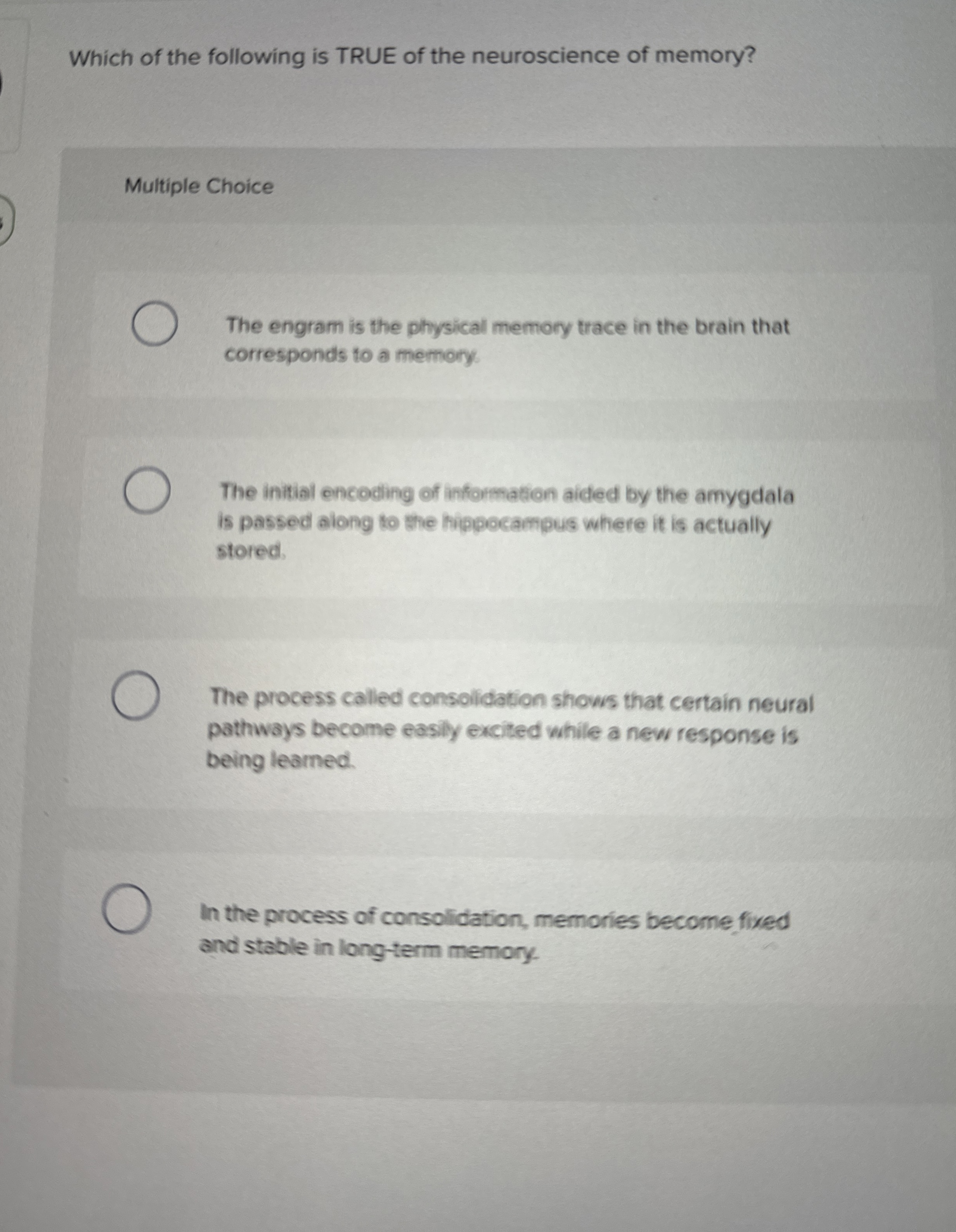 Solved Which of the following is TRUE of the neuroscience of | Chegg.com