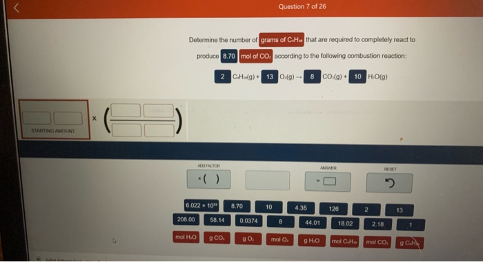 Solved Question 5 of 26 According to the balanced reaction | Chegg.com