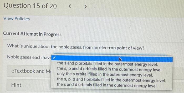 Solved What is unique about the noble gases, from an | Chegg.com