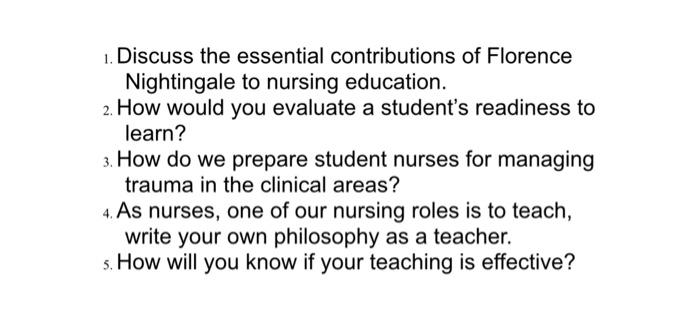 Solved 1. Discuss the essential contributions of Florence | Chegg.com