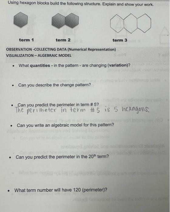 Solved Using hexagon blocks build the following structure. | Chegg.com