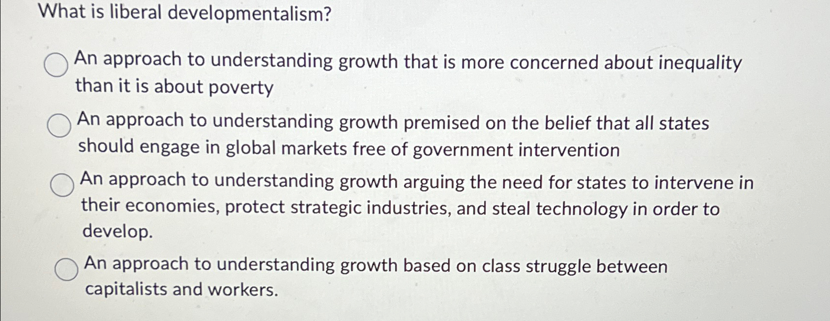 Solved What is liberal developmentalism?An approach to | Chegg.com