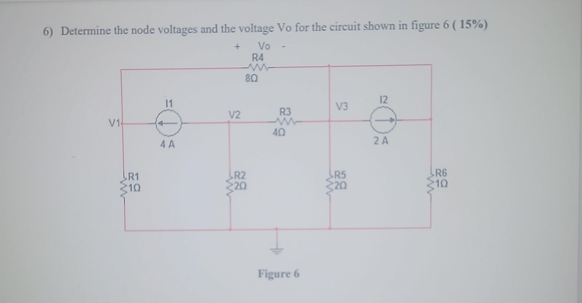 Solved 6) Determine the node voltages and the voltage Vo for | Chegg.com