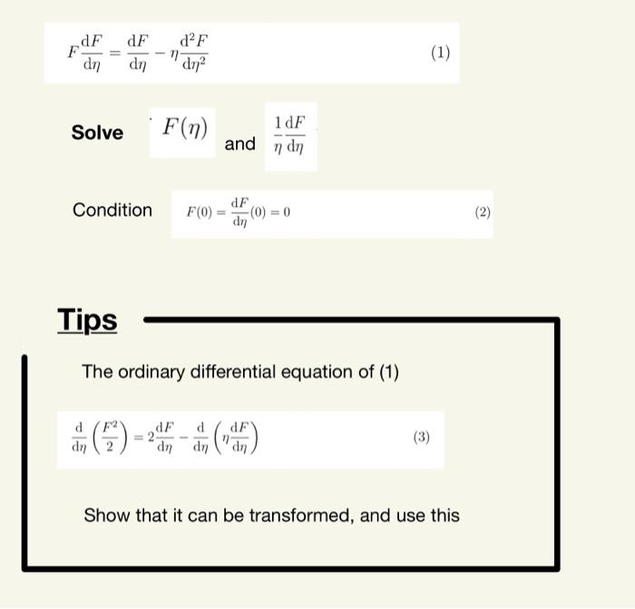 Solved dF F dn dF dn dPF 7 dna (1) 1dF Solve F(n) and non | Chegg.com