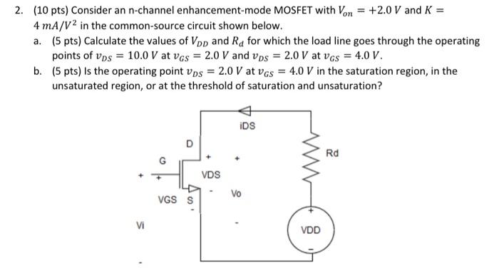 Solved (10 pts) Consider an n-channel enhancement-mode | Chegg.com