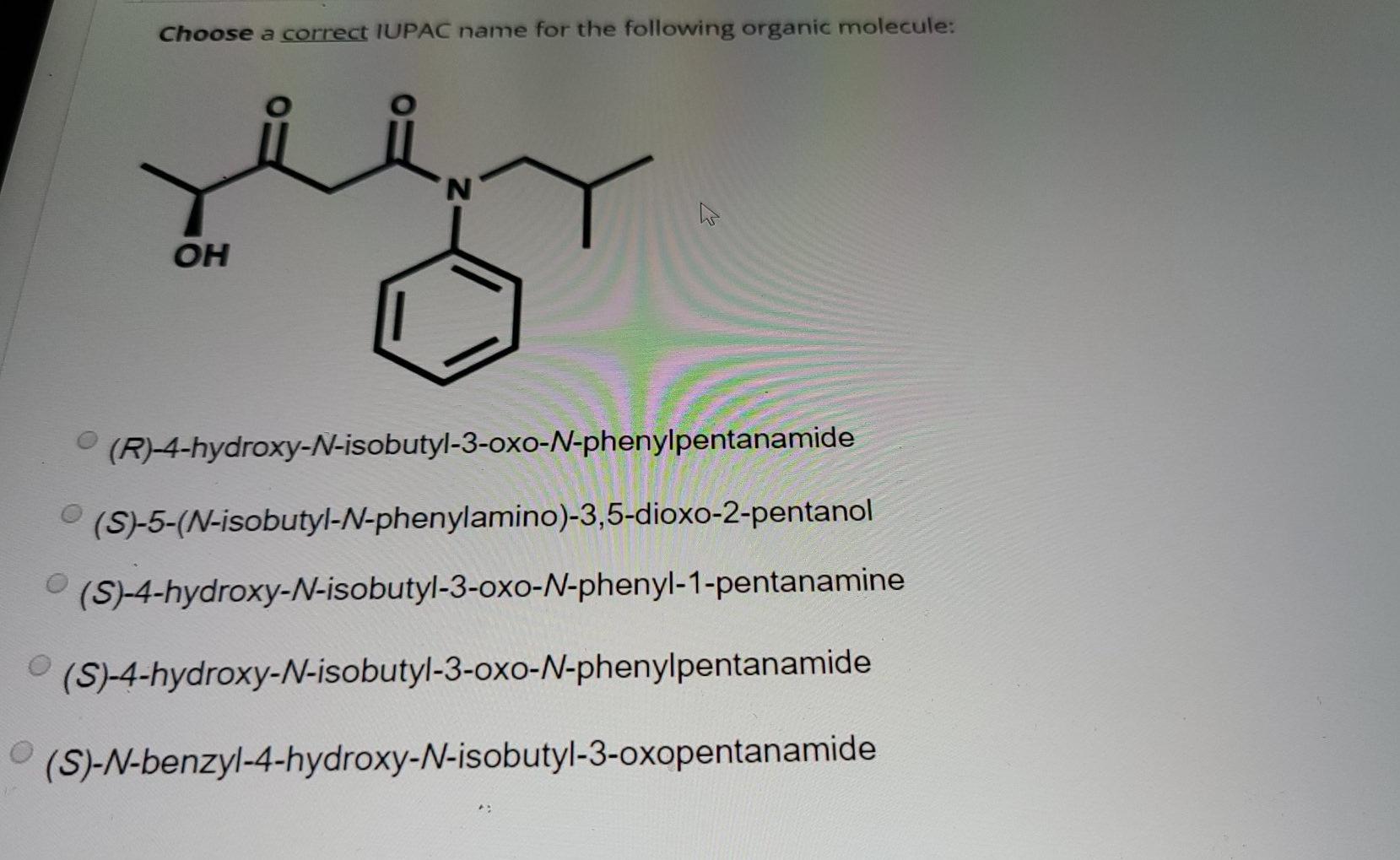 Solved Choose a correct IUPAC name for the following organic | Chegg.com