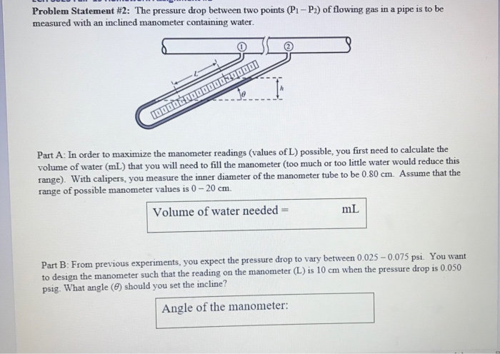 Problem Statement #2: The pressure drop between two | Chegg.com