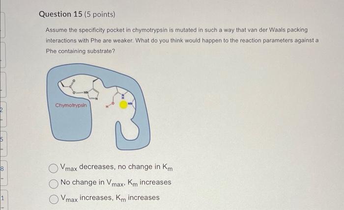 Solved Assume the specificity pocket in chymotrypsin is | Chegg.com