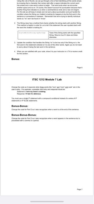 Can anyone do this for me? Lab 7 for ITSC 1212 | Chegg.com