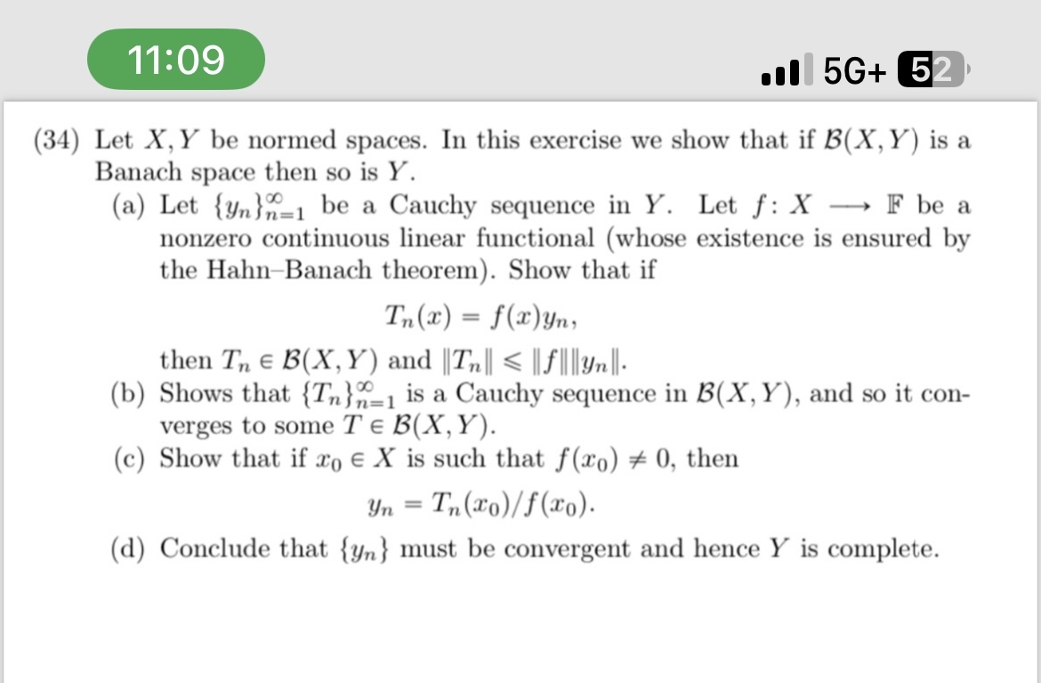 Solved (34) ﻿Let x,Y ﻿be normed spaces. In this exercise we | Chegg.com