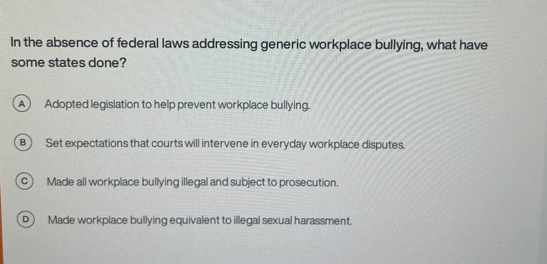 Solved In the absence of federal laws addressing generic | Chegg.com