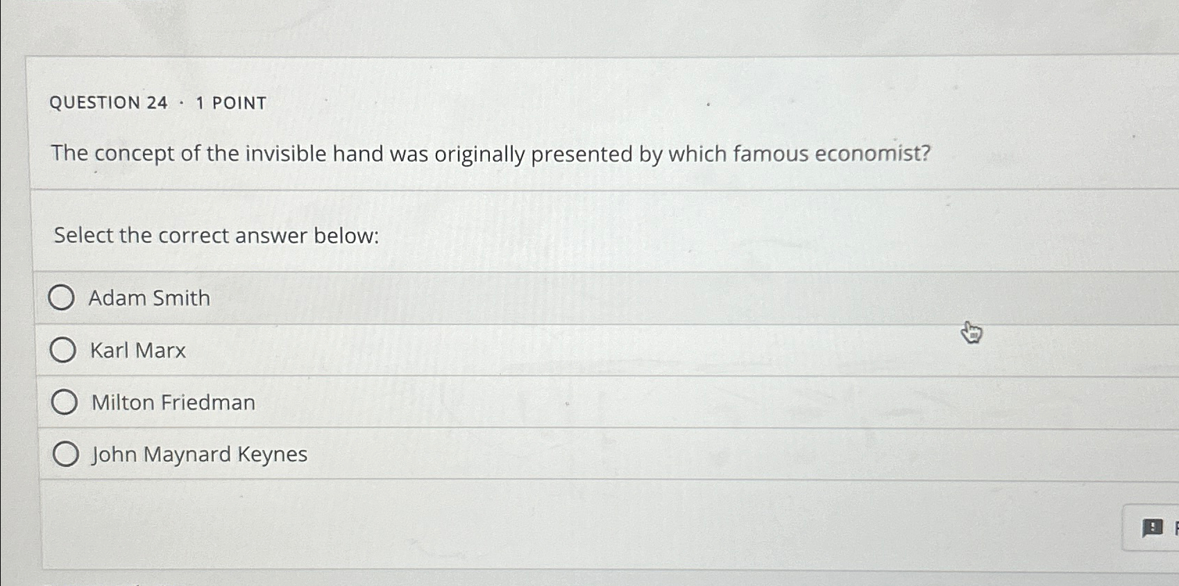 Solved QUESTION 24*1 ﻿POINTThe concept of the invisible hand | Chegg.com