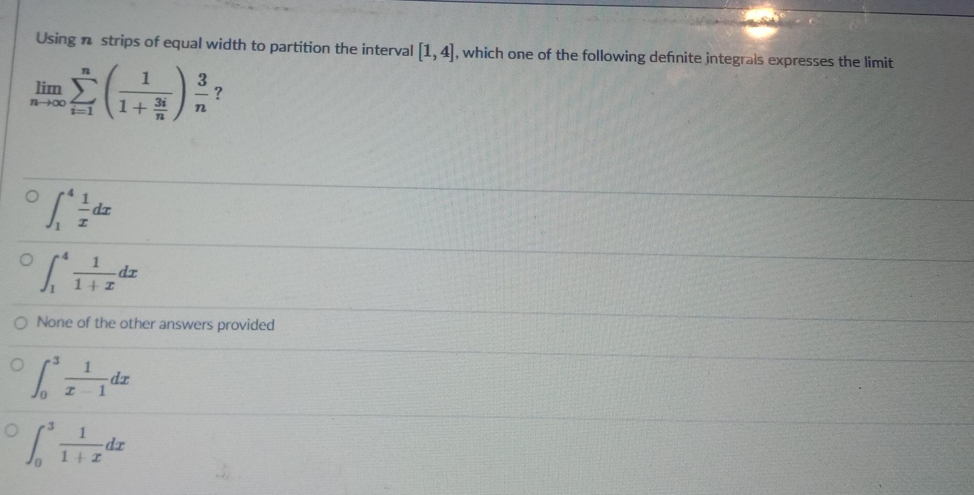 Solved Using n strips of equal width to partition the | Chegg.com