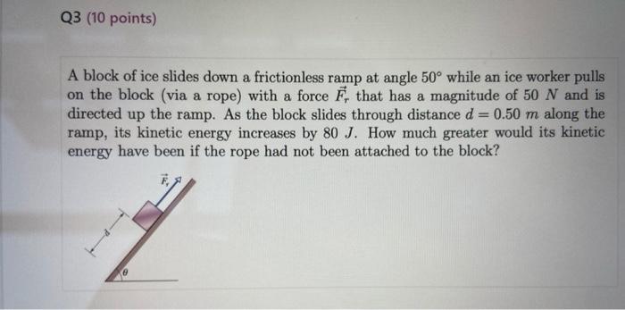 Solved A block of ice slides down a frictionless ramp at | Chegg.com