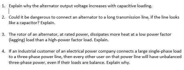 Solved 1. Explain why the alternator output voltage | Chegg.com
