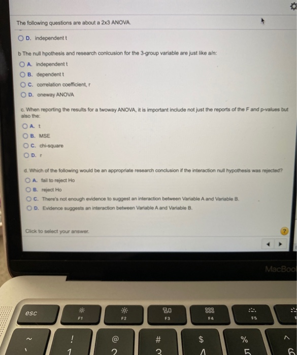 Solved The following questions are about a 2x3 ANOVA. a. The | Chegg.com