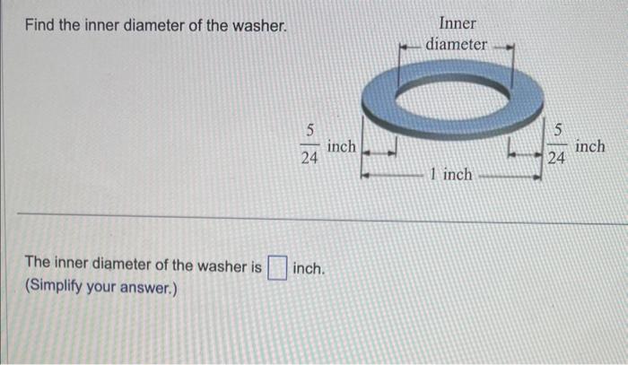Solved Find the inner diameter of the washel The inner | Chegg.com