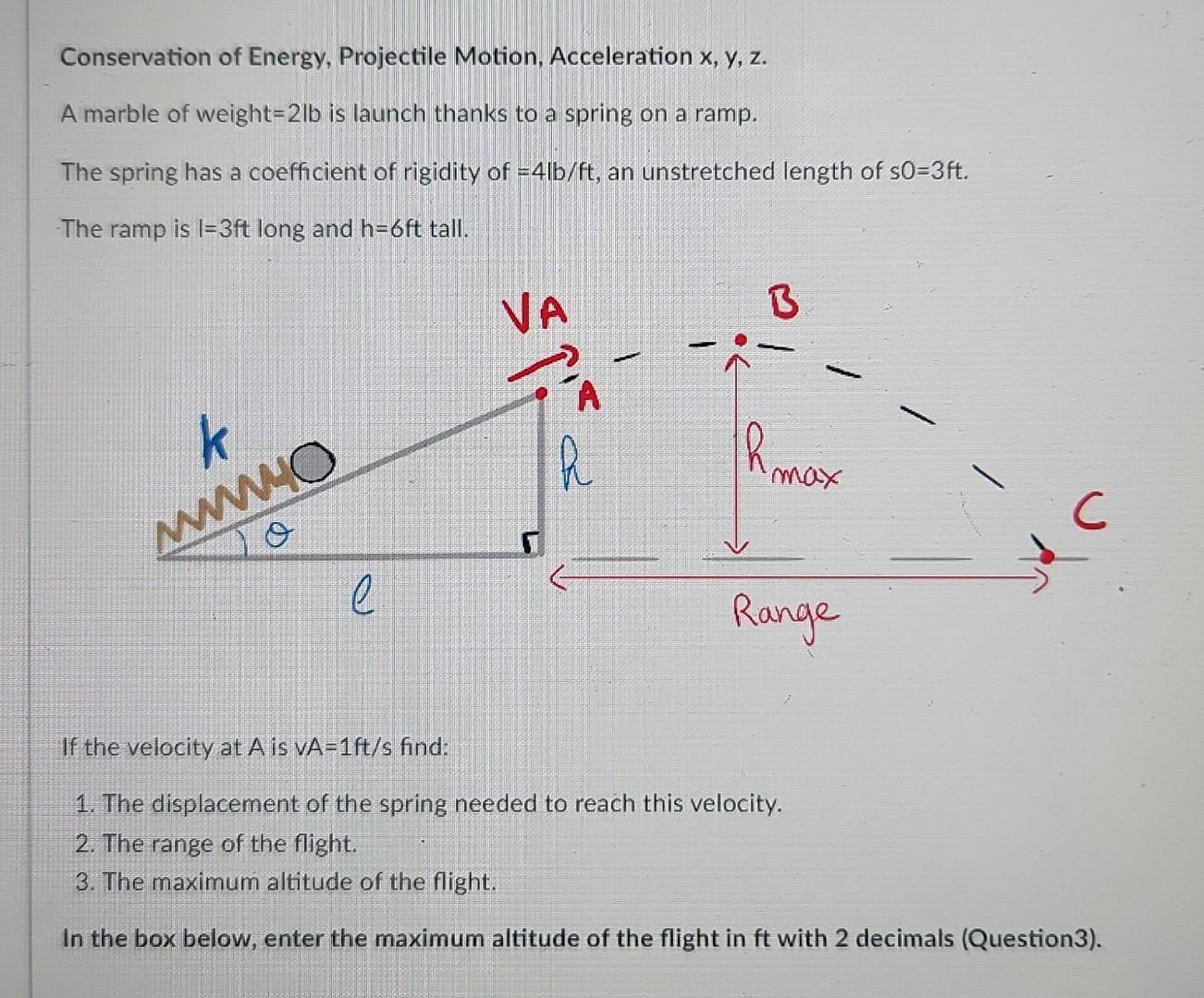 Solved Conservation of Energy, Projectile Motion, | Chegg.com