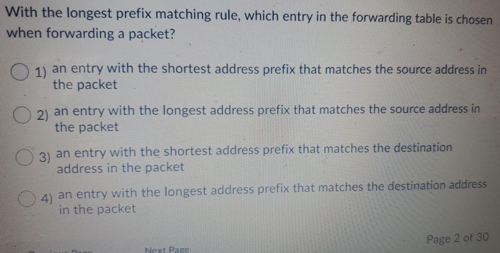 Solved With the longest prefix matching rule, which entry in | Chegg.com