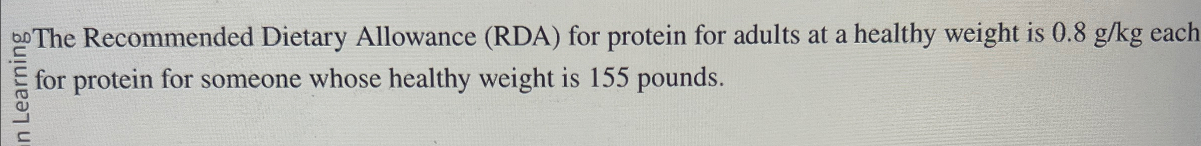 Solved ?∞ ﻿The Recommended Dietary Allowance (RDA) ﻿for | Chegg.com