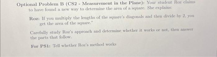 Solved Optional Problem B (CS2 - Measurement in the Plane): | Chegg.com