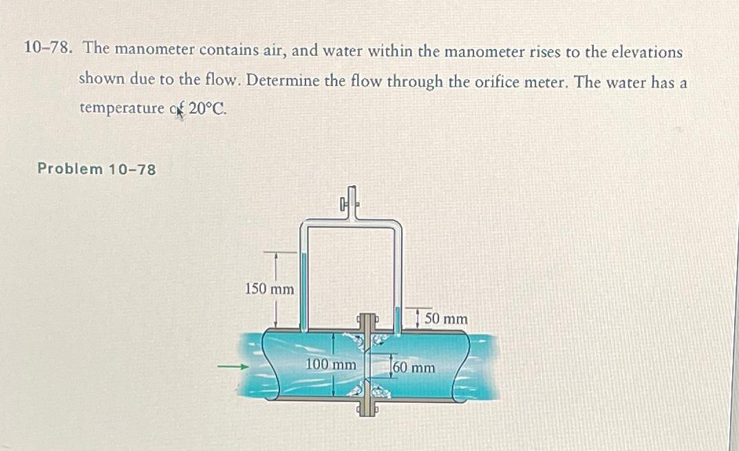 Solved 10-78. ﻿The manometer contains air, and water within | Chegg.com