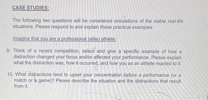 Solved CASE STUDIES: The following two questions will be | Chegg.com