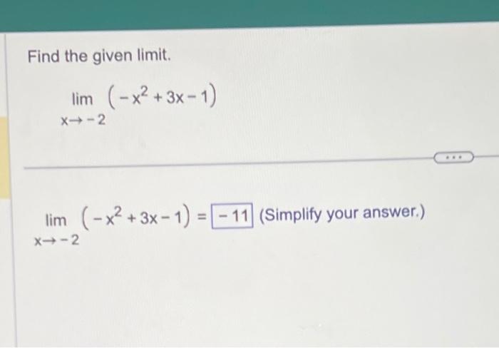 Solved Find the given limit. \\[ \\lim _{x | Chegg.com