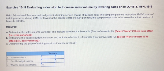 Solved Exercise 15-11 Evaluating a decision to increase | Chegg.com