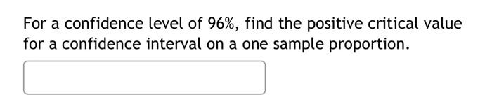 Solved For a confidence level of 96%, find the positive | Chegg.com