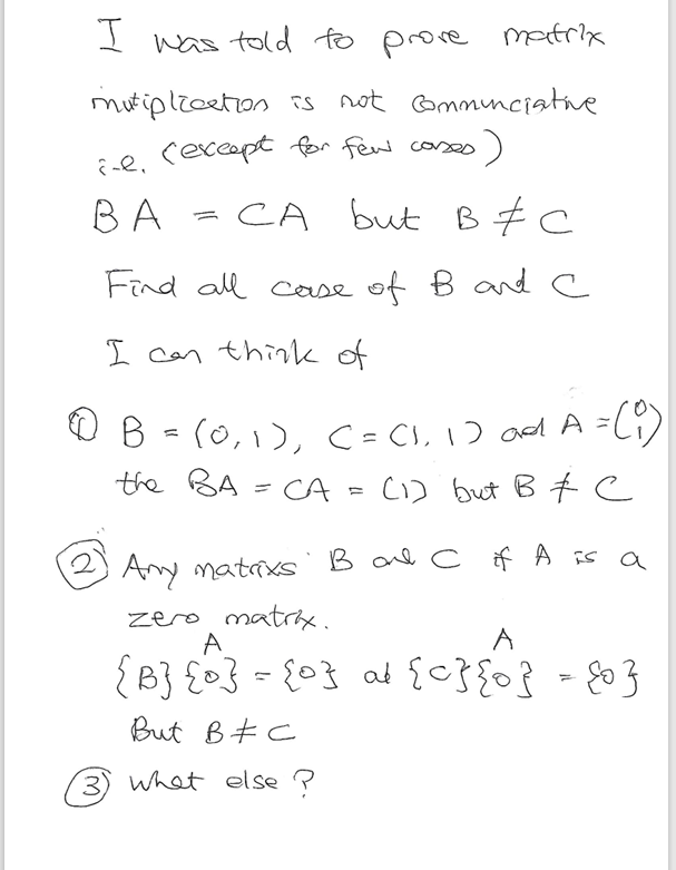 Solved I wastold to prove matrixmutiplicetion is not | Chegg.com