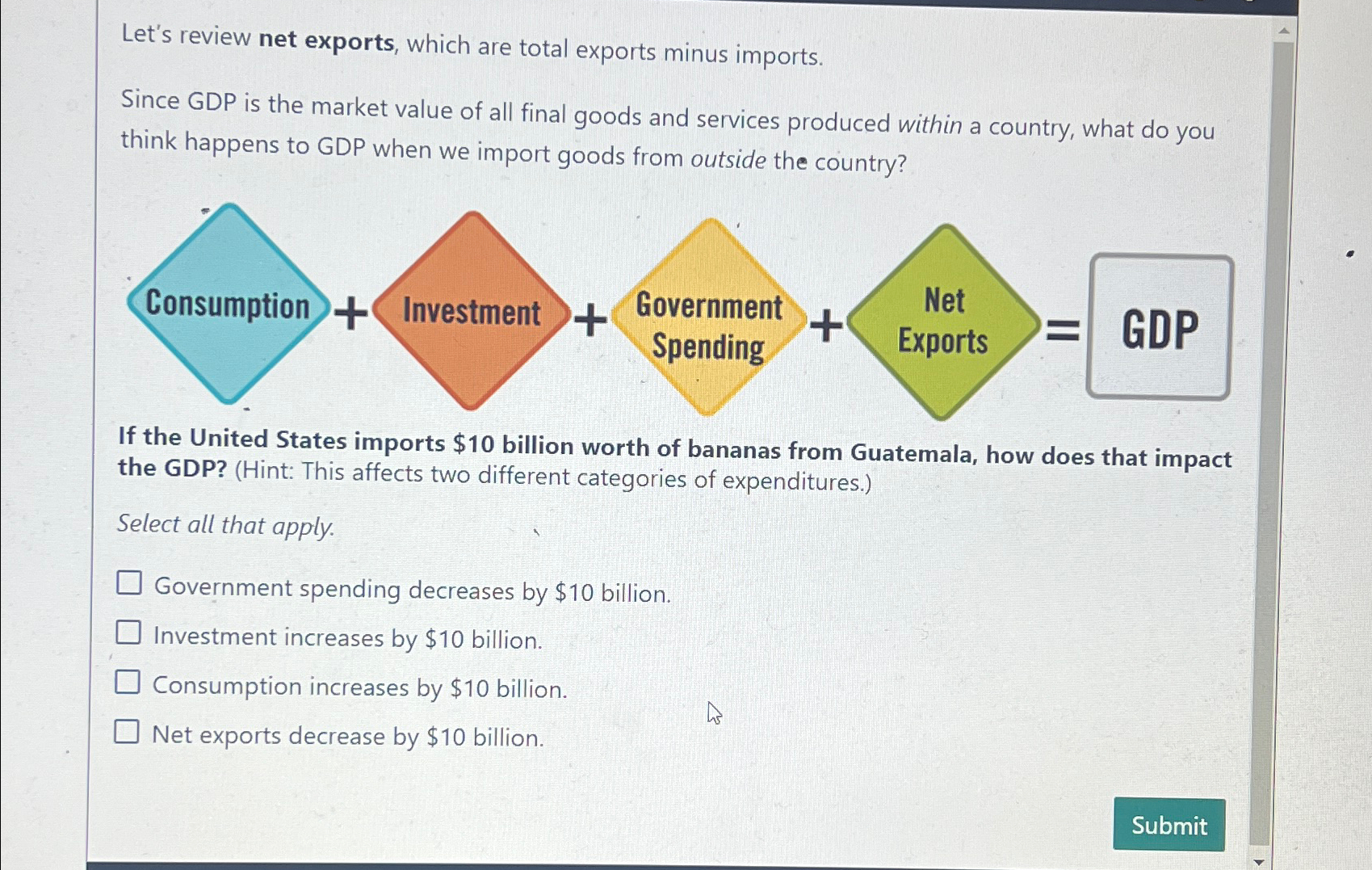 Solved Let's review net exports, which are total exports | Chegg.com
