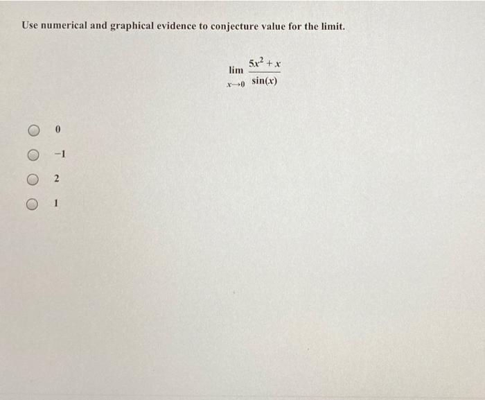 Solved Use numerical and graphical evidence to conjecture | Chegg.com