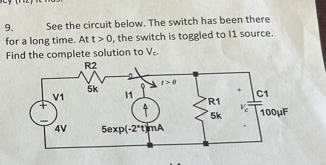 Solved See the circuit below. The switch has been there for | Chegg.com