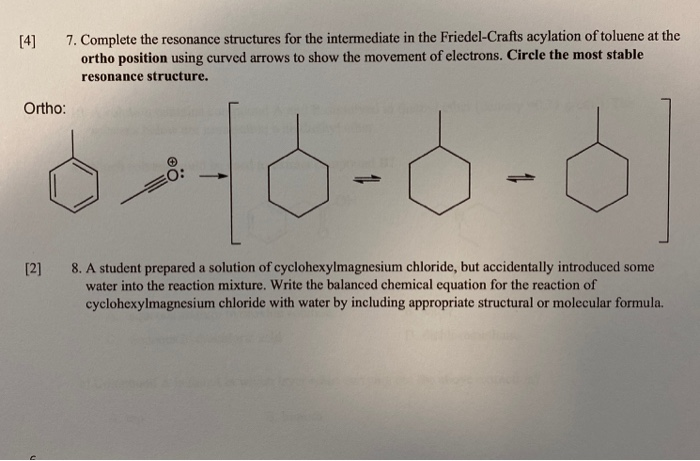 Solved [4] 7. Complete the resonance structures for the | Chegg.com