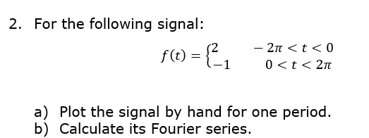 Solved For the following signal: | Chegg.com